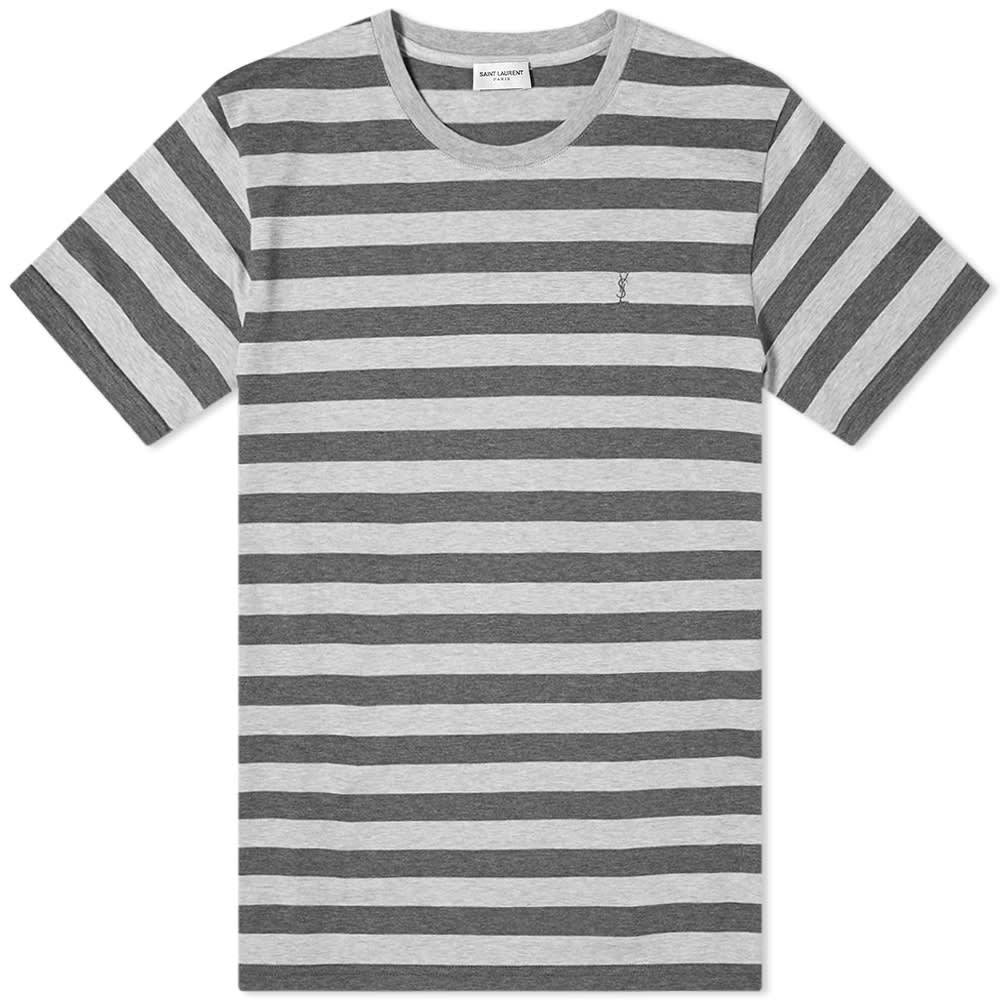 Saint Laurent Stripe YSL Logo Tee Saint Laurent
