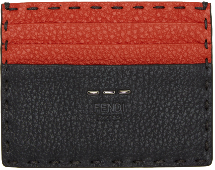 Fendi Orange & Grey Selleria Card Holder Fendi