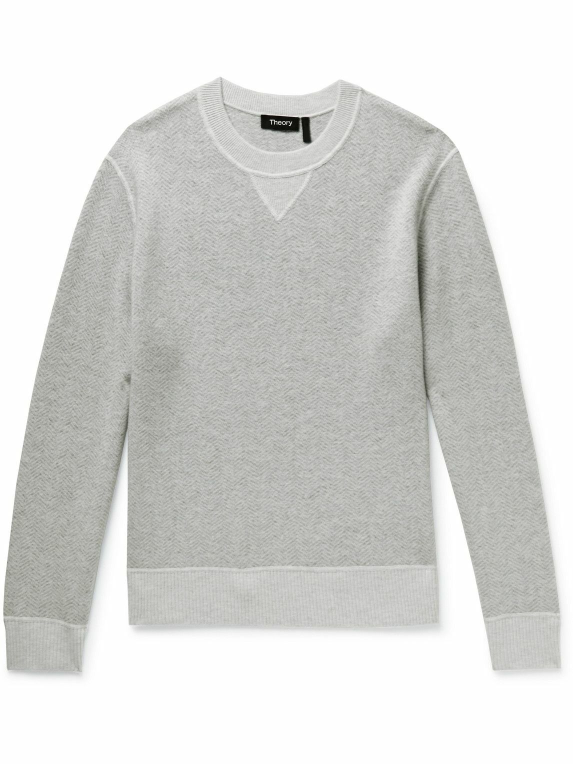 Theory - Alcos Herringbone Wool-Blend Sweatshirt - Gray Theory
