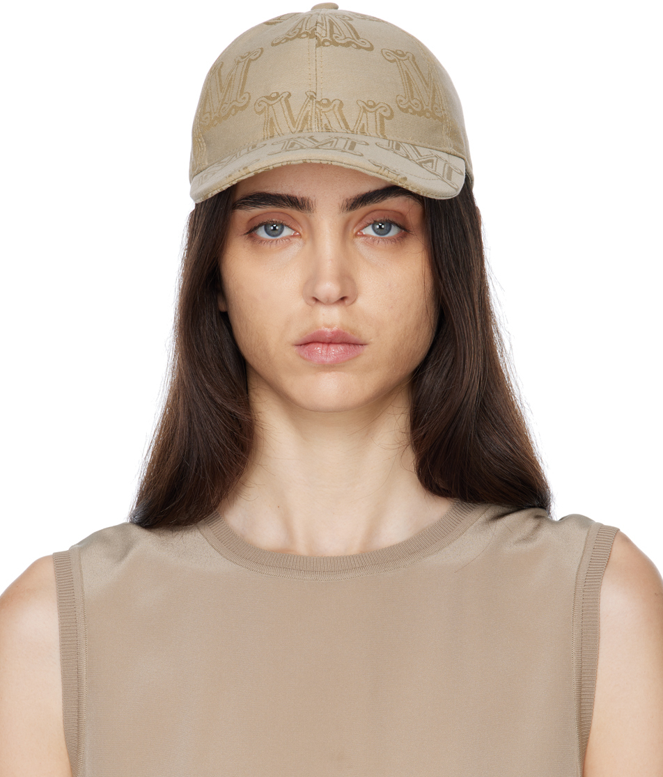 Max Mara Beige Monogram Baseball Cap Max Mara