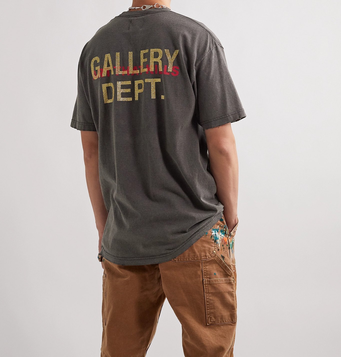 Gallery Dept. - Distressed Glittered Printed Cotton-Jersey T-Shirt ...