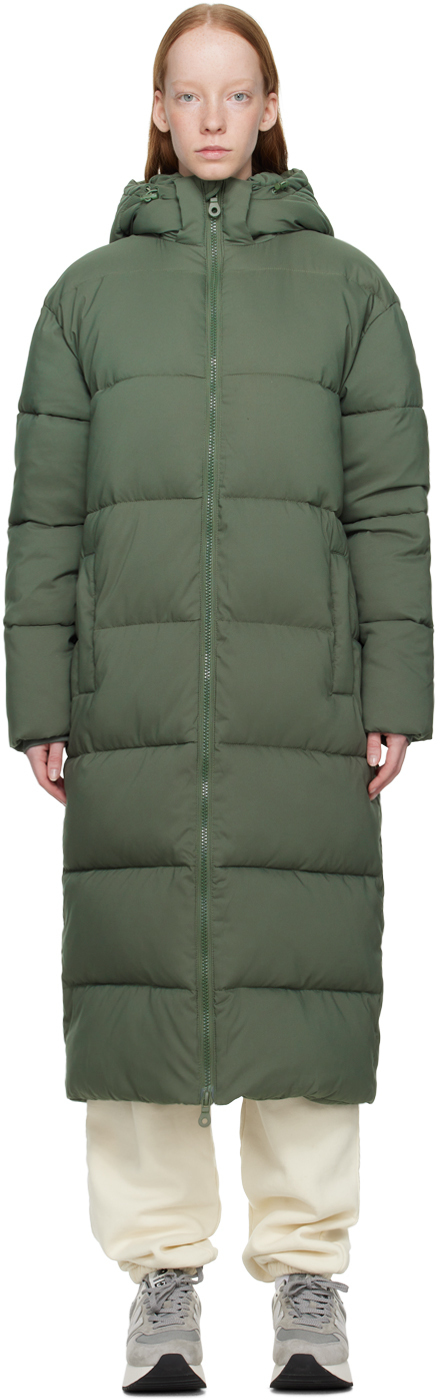 Girlfriend Collective Green Long Puffer Coat Girlfriend Collective