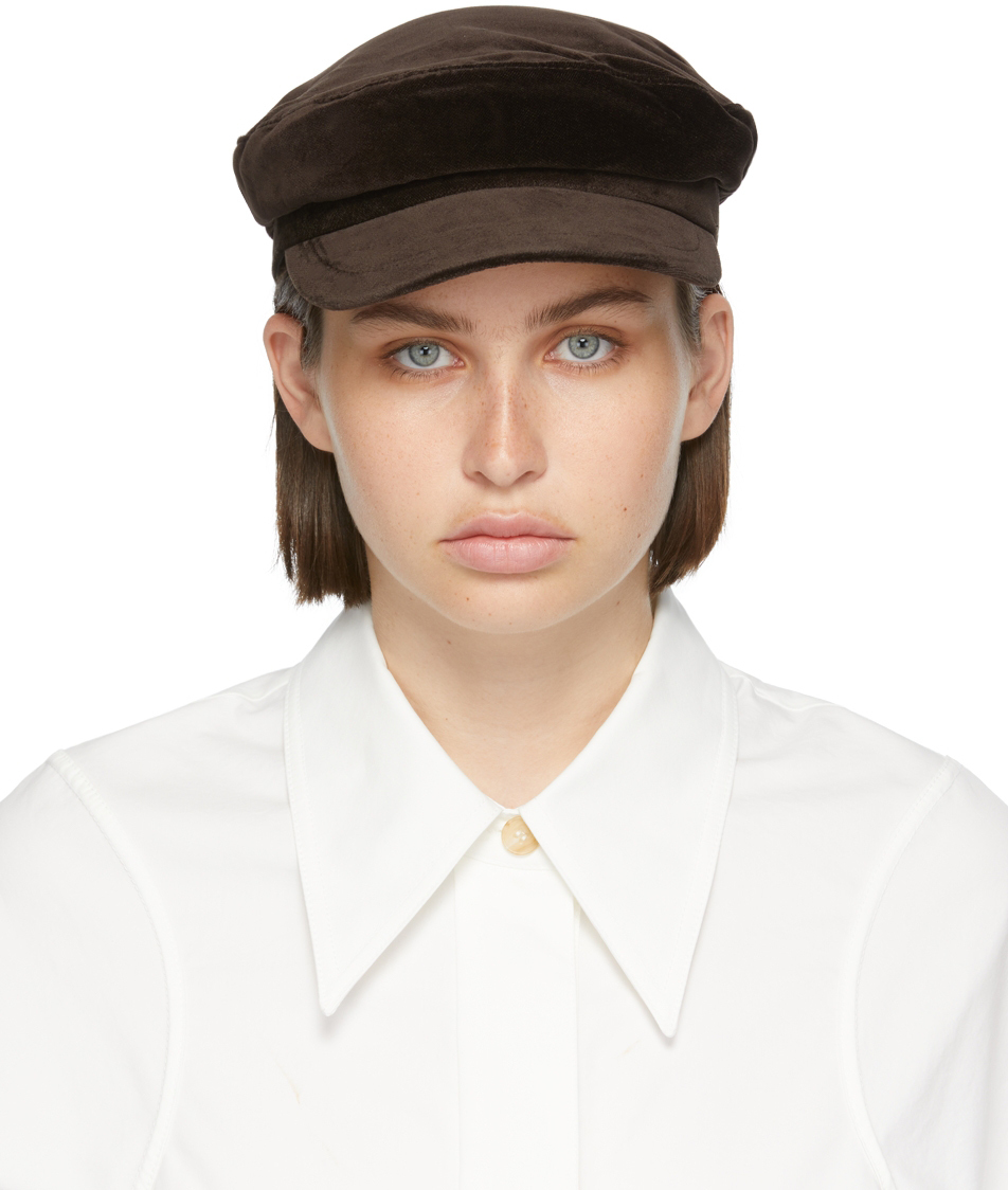 LOW CLASSIC Brown Velvet News Boy Cap Low Classic