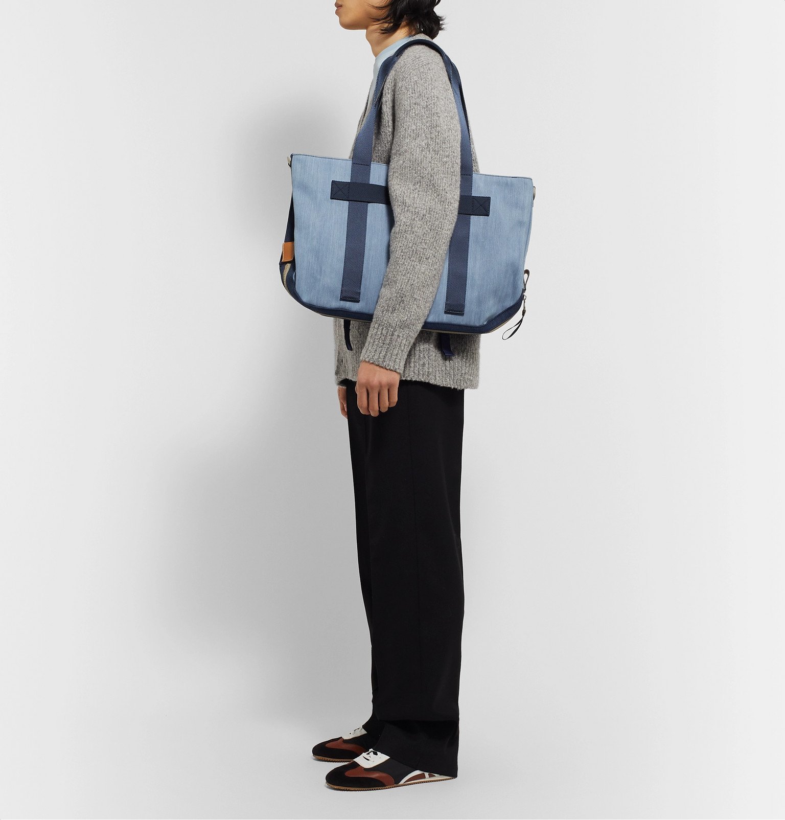Loewe - Eye/LOEWE/Nature Leather-Trimmed Colour-Block Denim Tote Bag ...