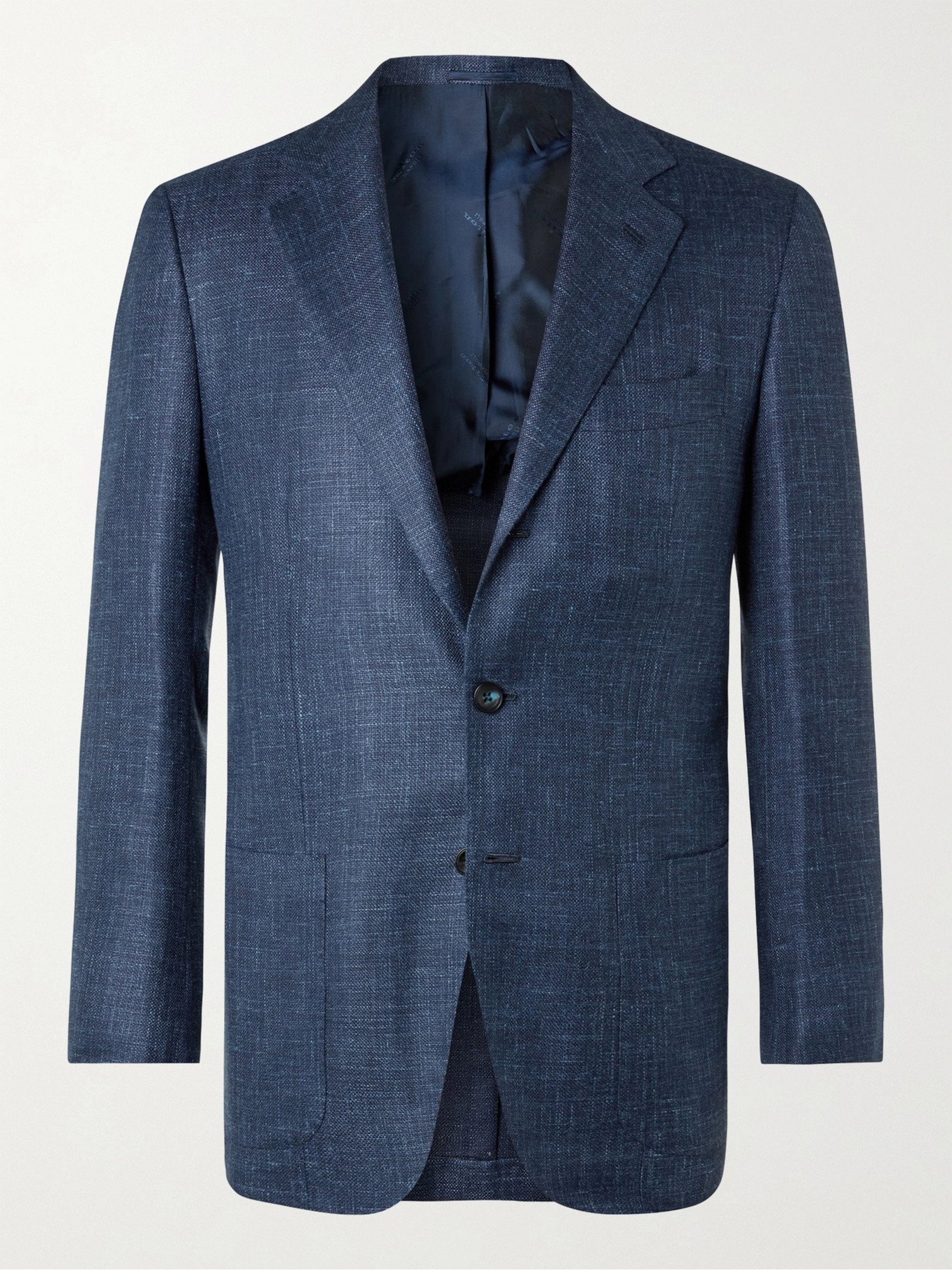 KITON - Slim-Fit Cashmere, Silk and Linen-Blend Blazer - Blue Kiton