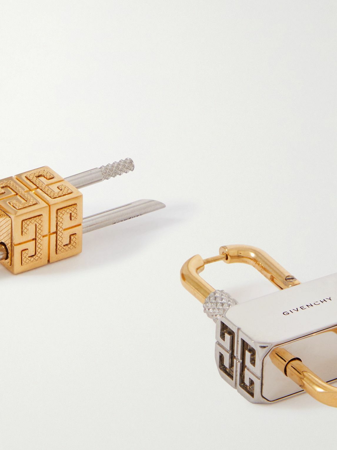 Givenchy - Lock Silver and Gold-Tone Earrings Givenchy