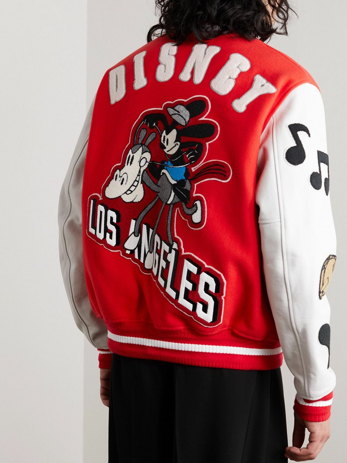 Givenchy - Disney Oswald Patchwork Leather-Trimmed Wool-Blend Bomber Jacket - Red Givenchy