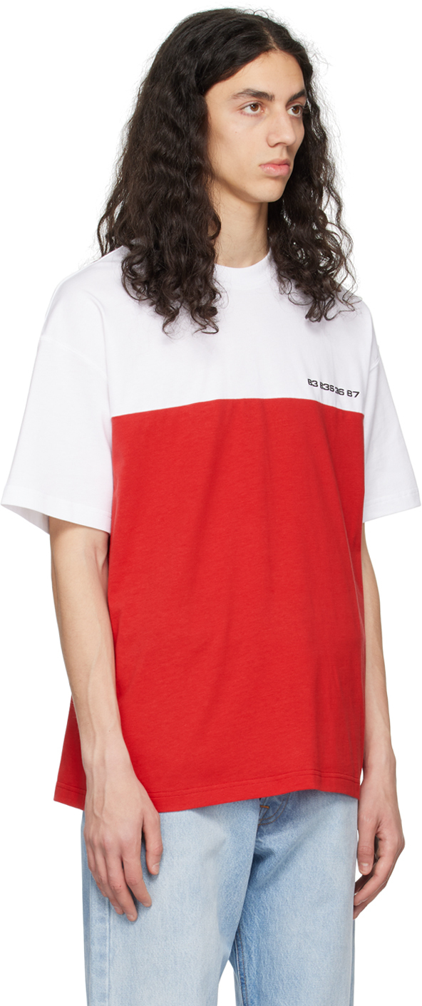 VTMNTS Red & White Colorblocked T-Shirt VTMNTS