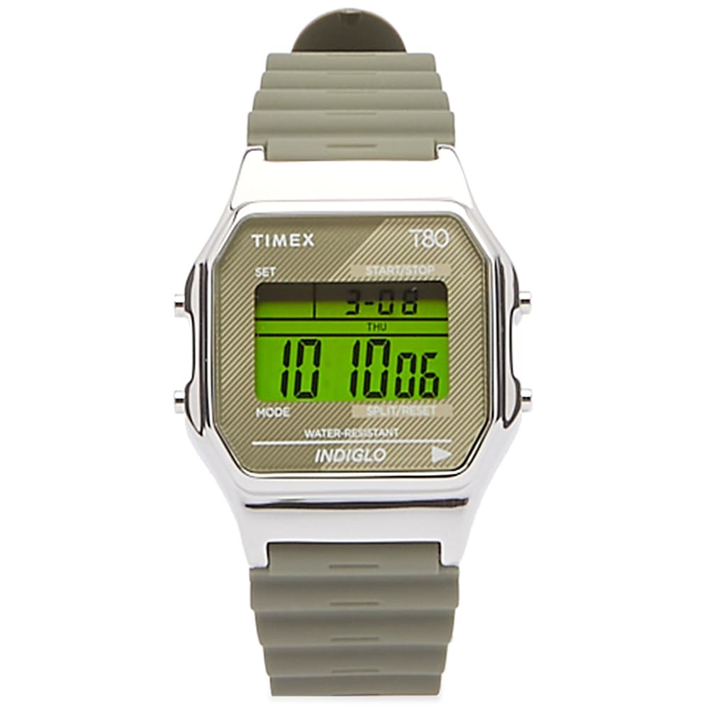 Timex 80 Digital Watch in Silver/Olive Timex
