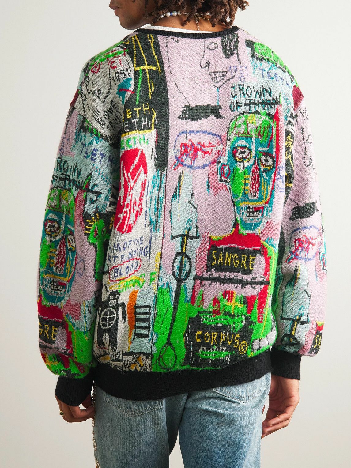 Wacko Maria - Jean-Michel Basquiat Cotton-Blend Jacquard Cardigan ...