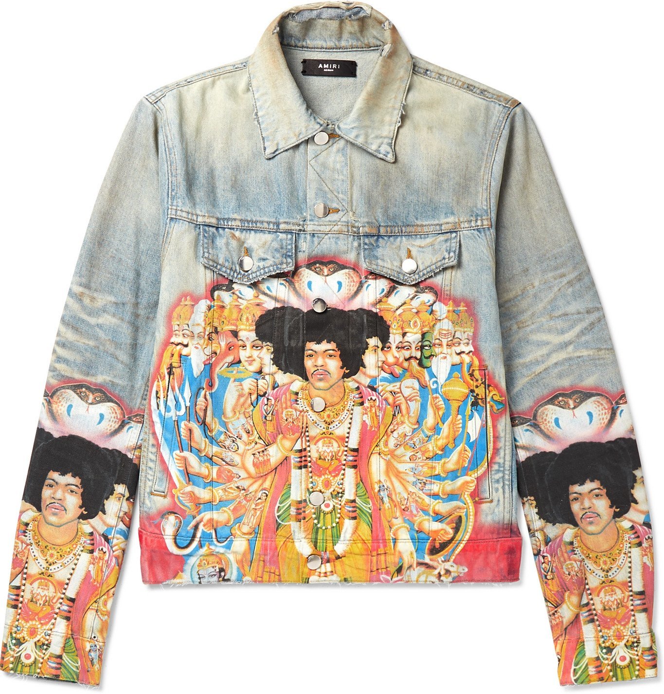 AMIRI - Printed Distressed Denim Jacket - Blue Amiri