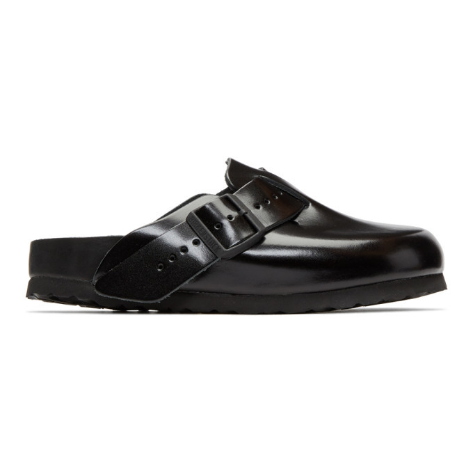 Rick Owens Black BIRKENSTOCK Edition Leather Boston Slip-On Loafers ...