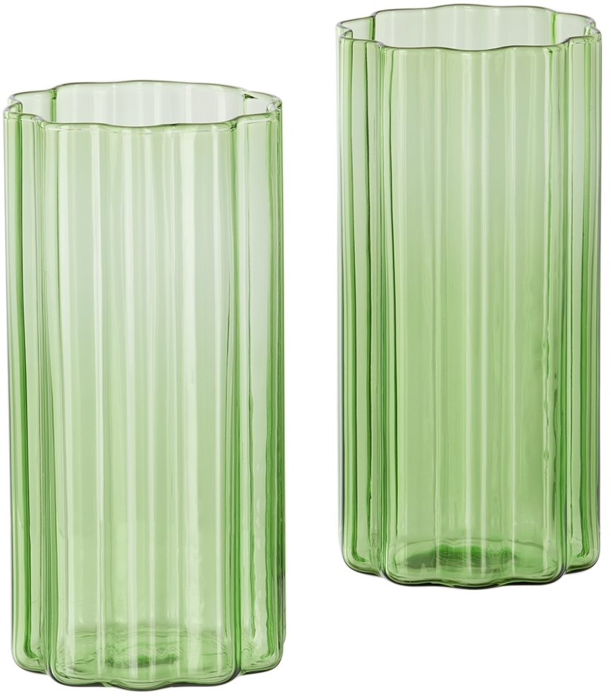 Fazeek Green Wave Highball Glass Set Fazeek