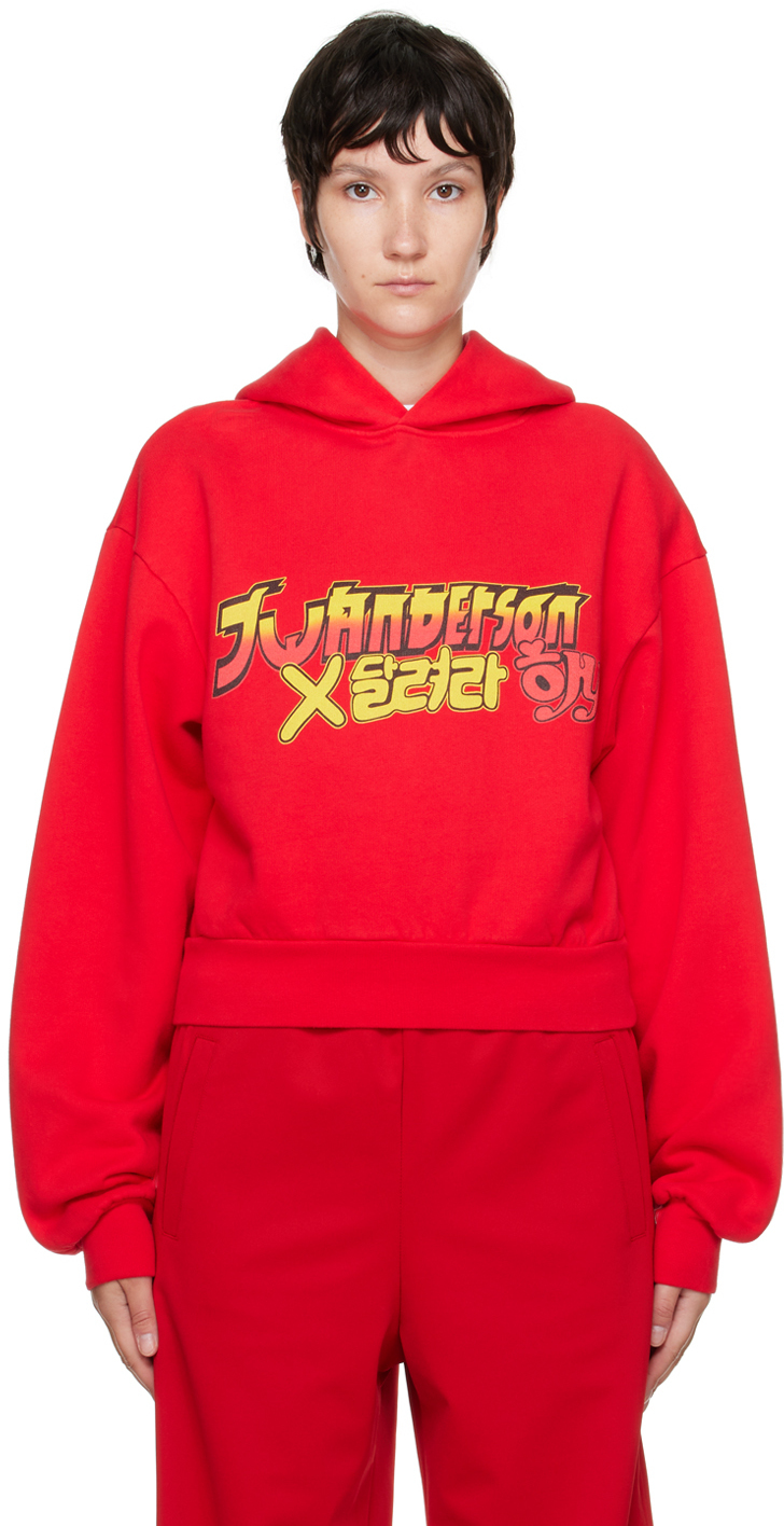 JW Anderson Red Graphic Hoodie JW Anderson