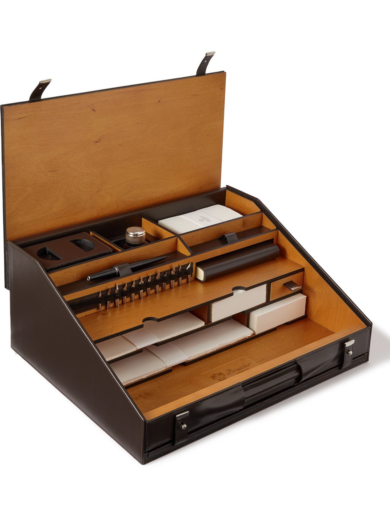 Pineider - Leather and Plywood Travel Desk Set Pineider