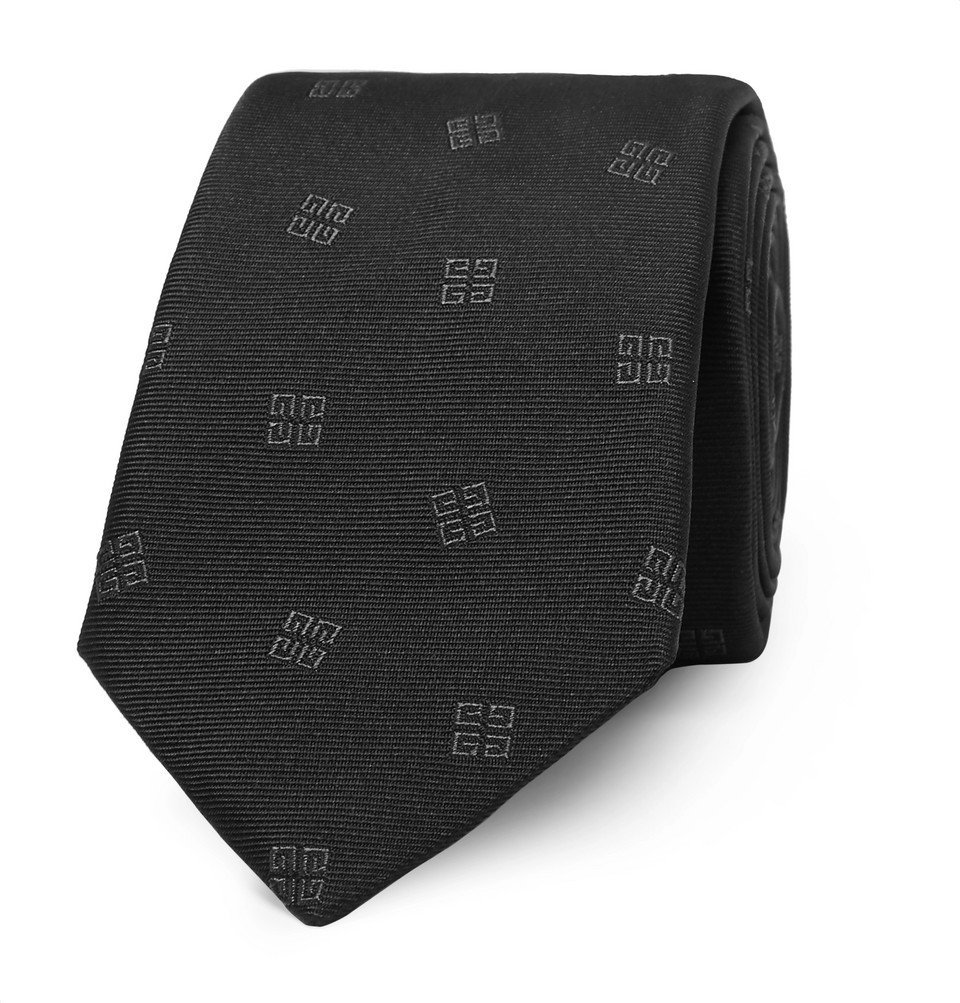 Givenchy - 7cm Logo-Jacquard Silk-Twill Tie - Black Givenchy
