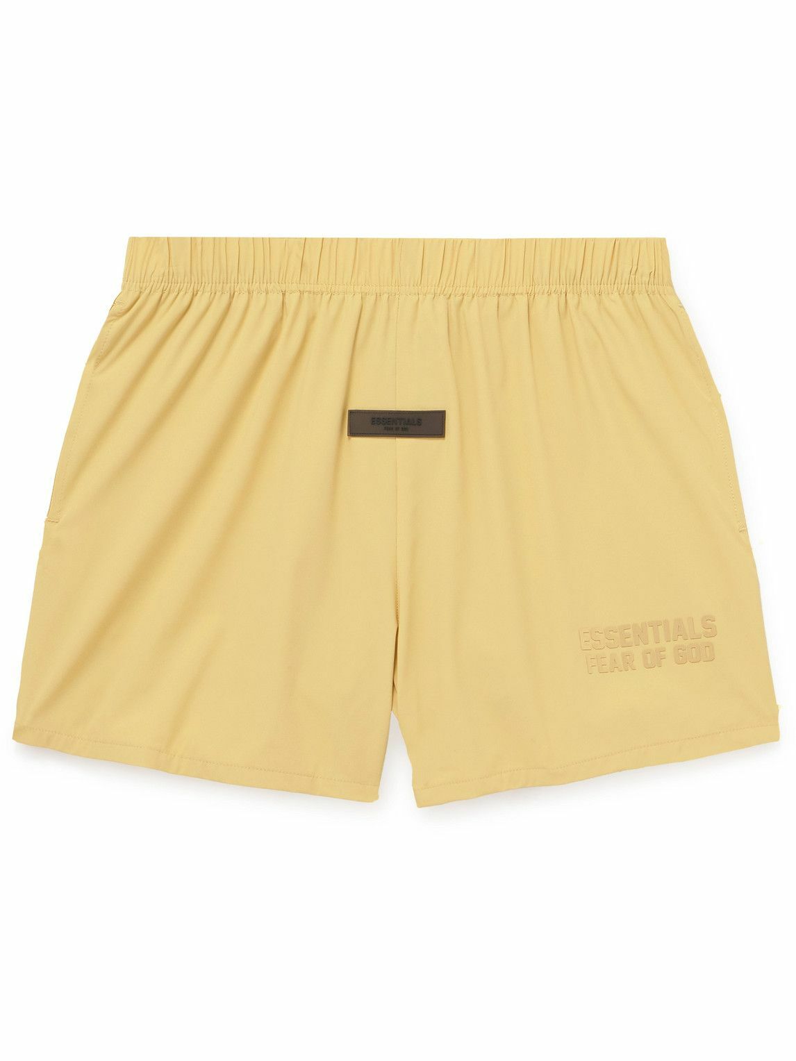 FEAR OF GOD ESSENTIALS - Logo-Appliquéd Stretch-Shell Drawstring Shorts - Yellow Fear Of God ...