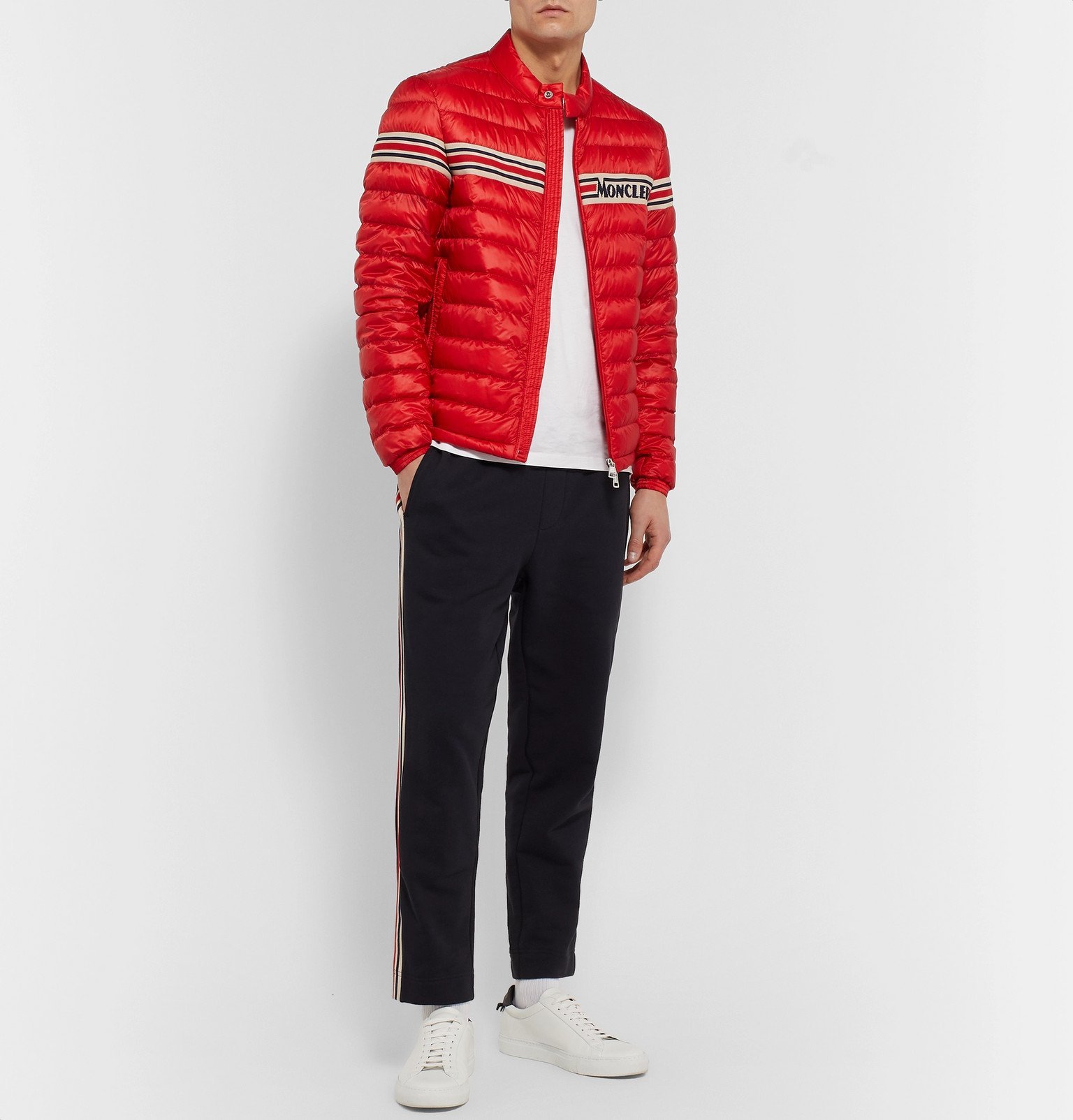 Moncler - Slim-Fit Striped Jacquard-Trimmed Quilted Shell Down Jacket ...