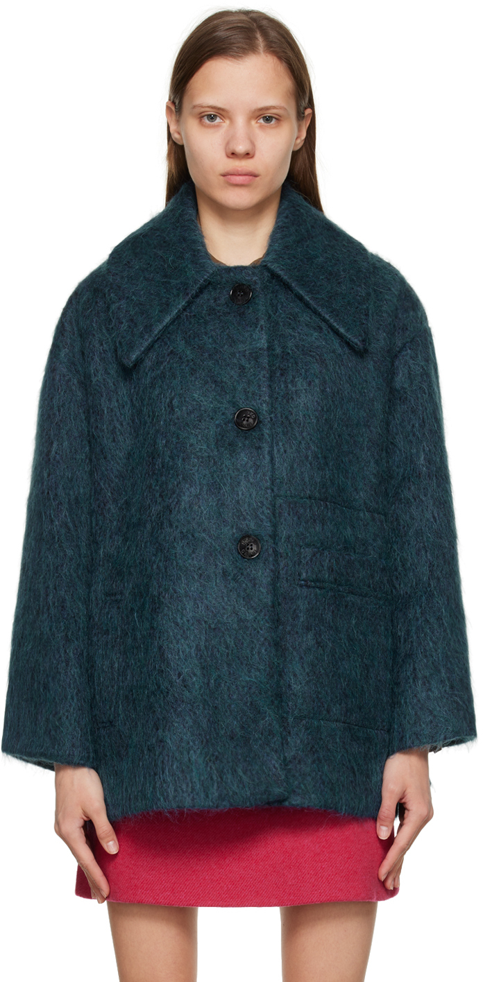GANNI Blue Brushed Jacket GANNI