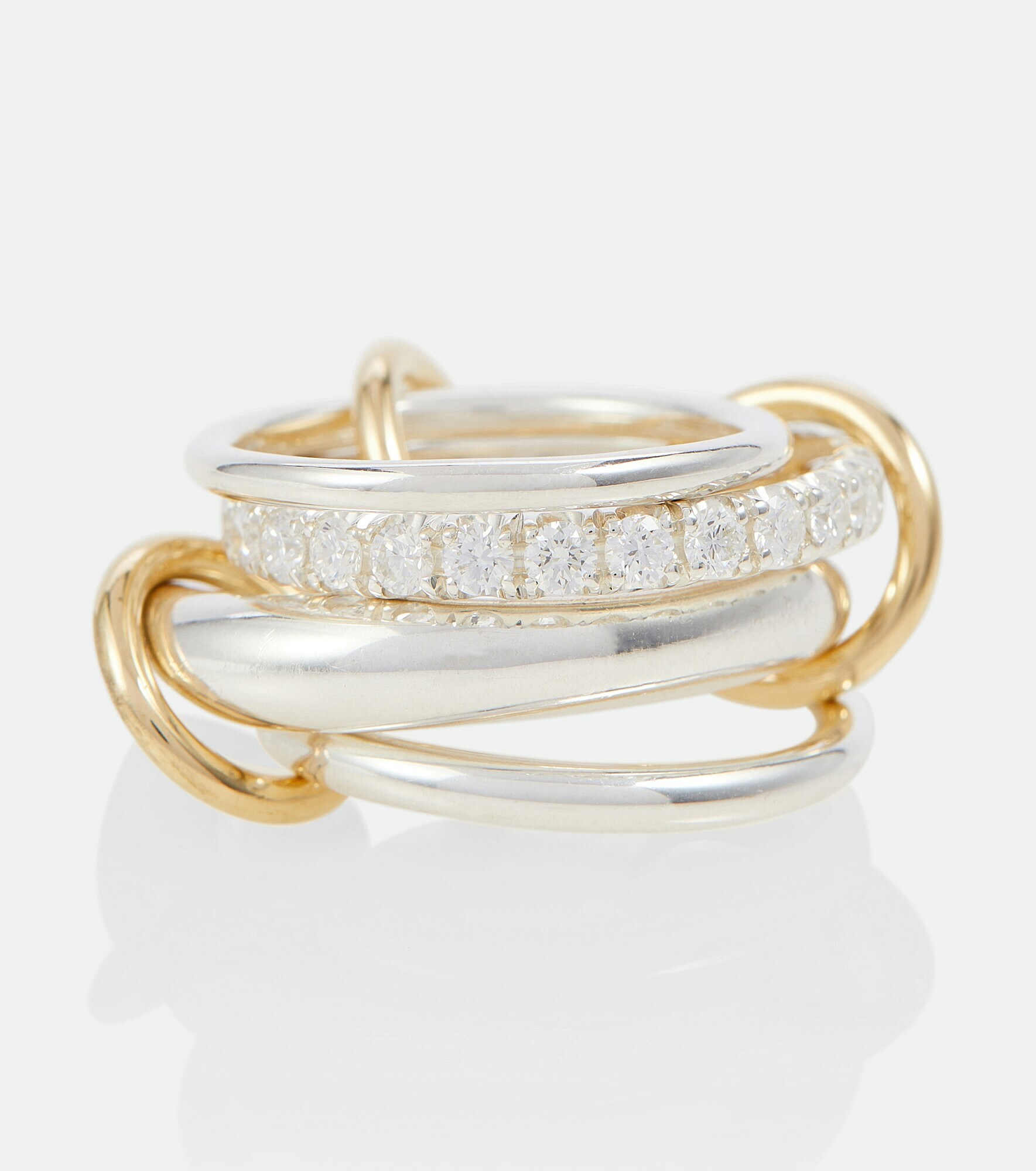 Spinelli Kilcollin - Luna 18kt gold and sterling silver linked rings ...