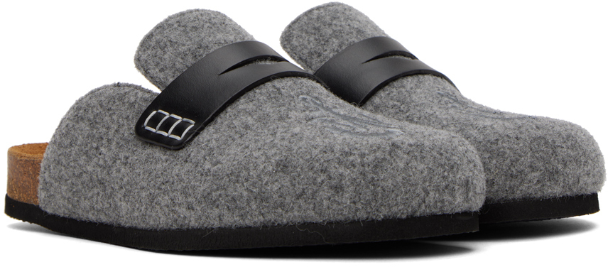 JW Anderson Gray Embroidered Mules JW Anderson