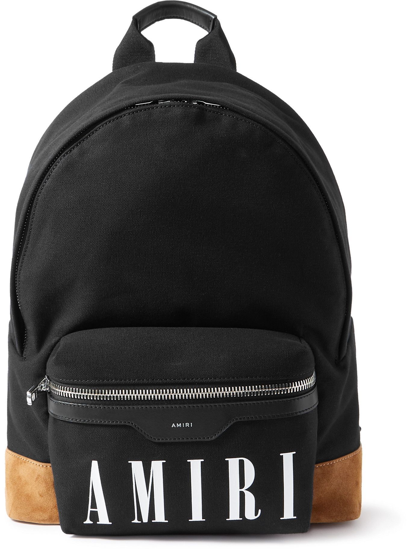 AMIRI - Logo-Print Suede and Leather-Trimmed Cotton-Canvas Backpack Amiri
