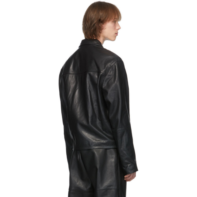 Lemaire Black Leather Large Collar Jacket Lemaire