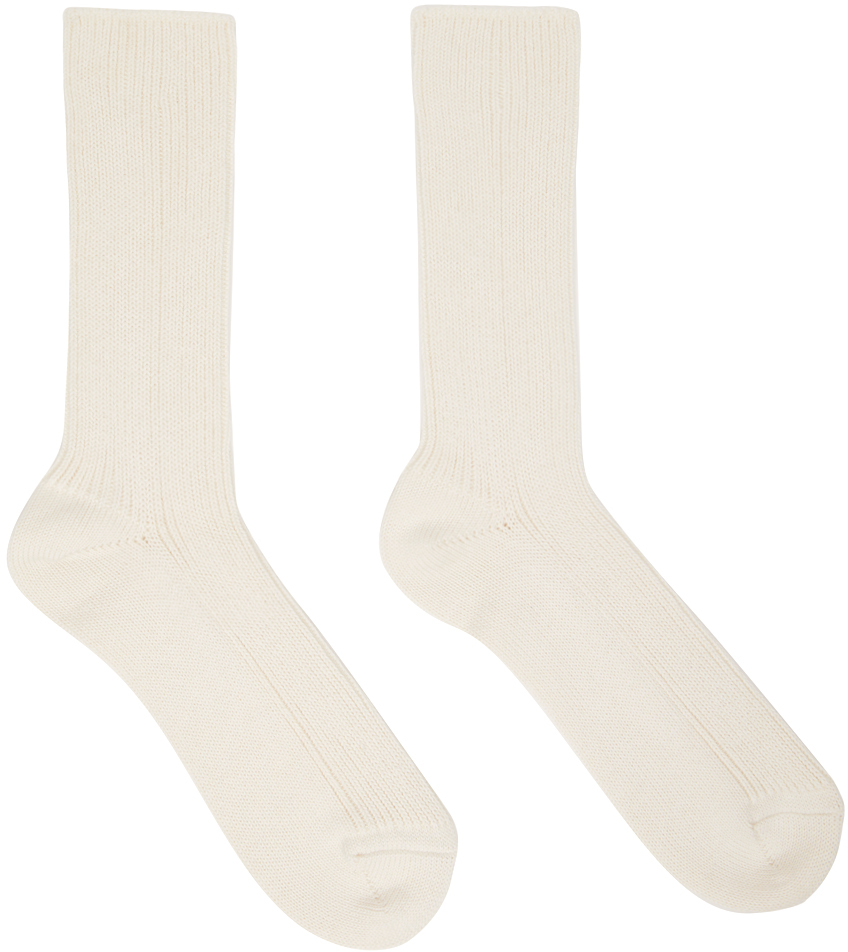 AURALEE Off-White Ribbed Socks Auralee