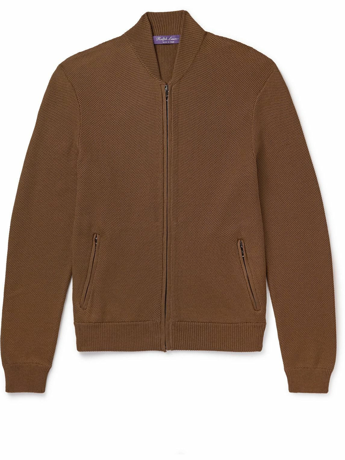 Ralph Lauren Purple label - Silk and Cotton-Blend Zip-Up Sweater - Brown Ralph Lauren Purple Label