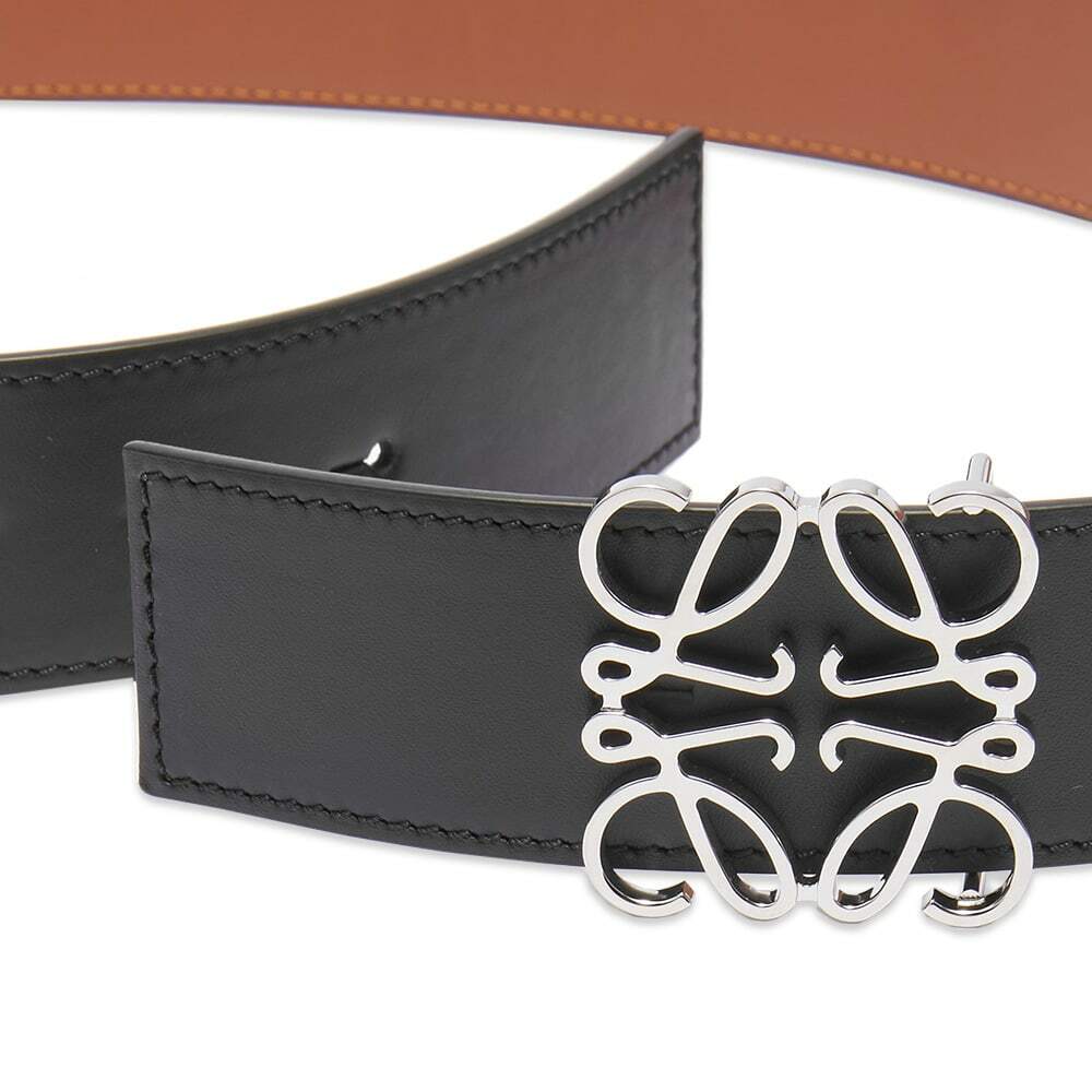Loewe Men's Reversible Anagram Belt in Black/Tan/Palladium Loewe