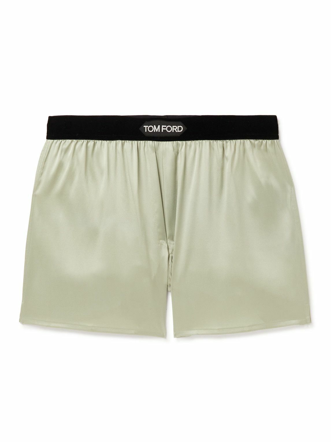 Tom Ford Velvet Trimmed Silk Satin Boxer Shorts Green Tom Ford