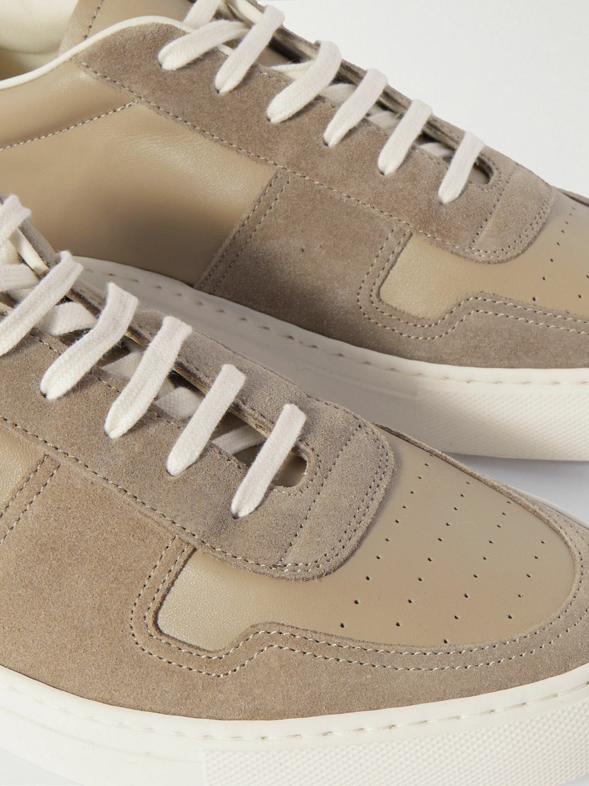 Common Projects - Bball Suede-Trimmed Leather Sneakers - Brown Common ...