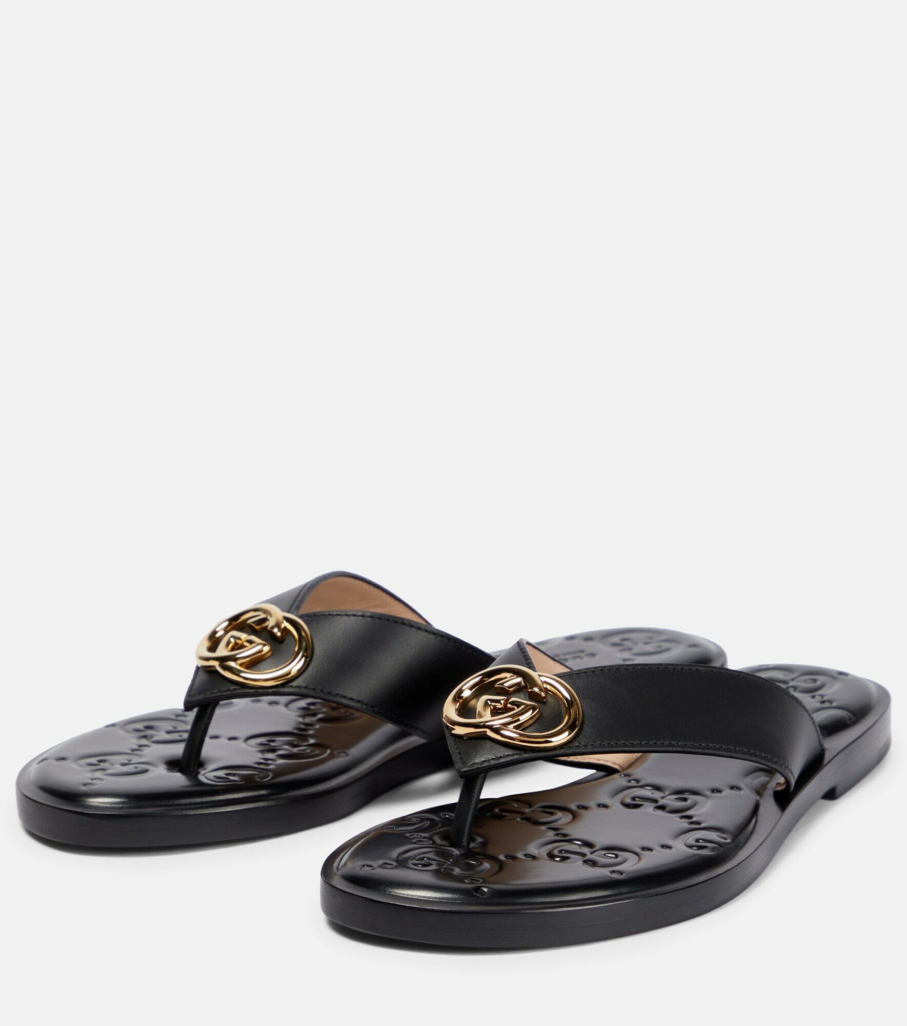 Gucci - Interlocking G leather thong sandals Gucci