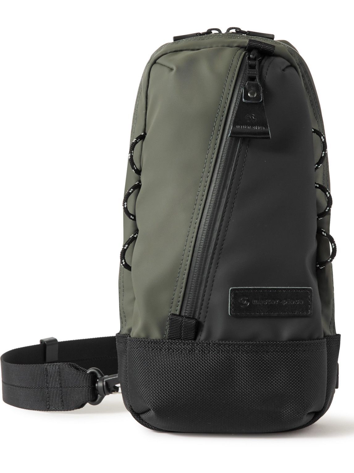 Master-Piece - Slick Canvas and Leather-Trimmed CORDURA Sling Backpack ...