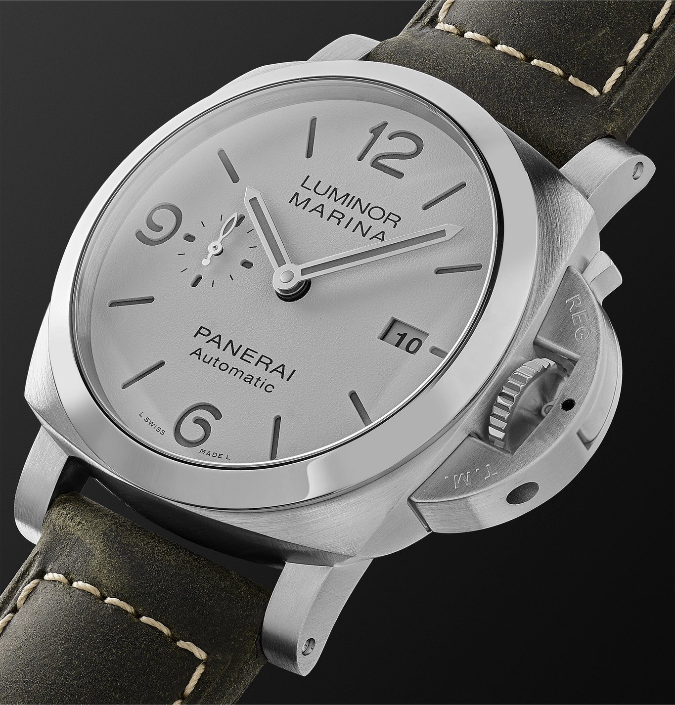 Panerai - Luminor Marina Automatic 44mm Stainless Steel and Suede Watch ...