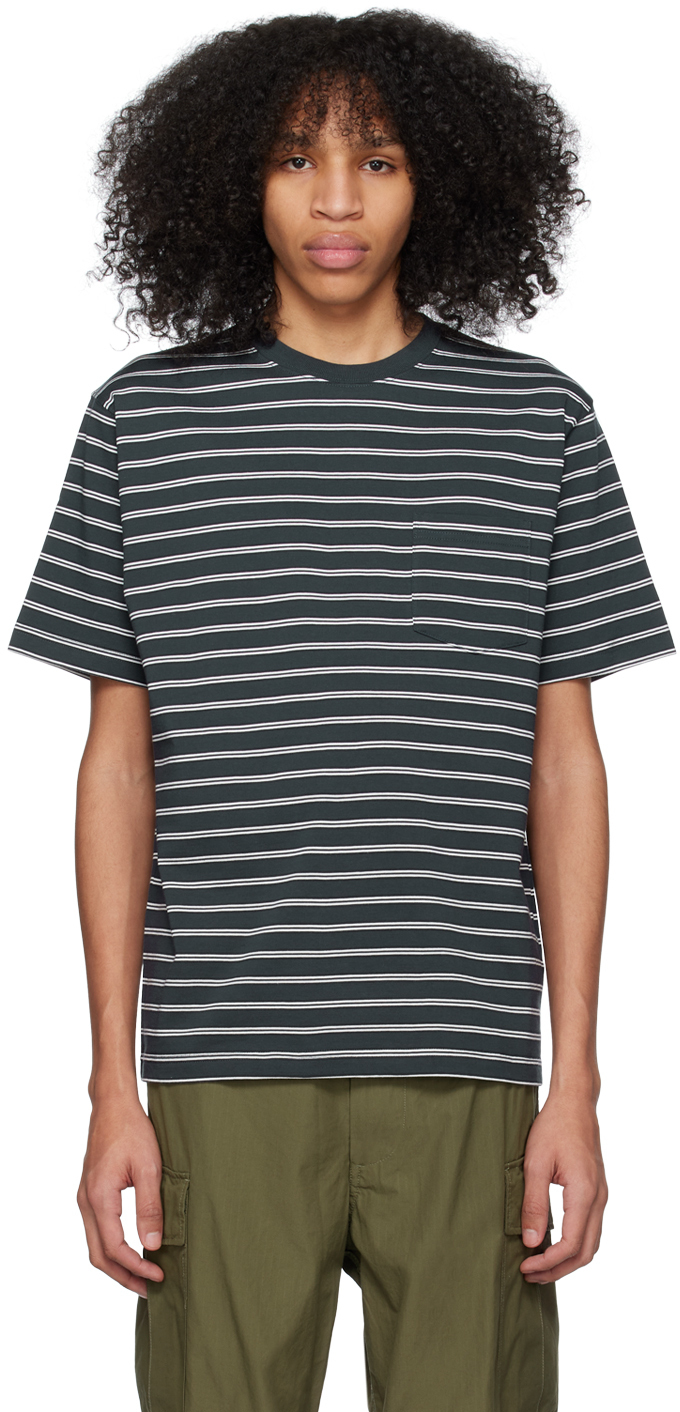 BEAMS PLUS Gray Striped T-Shirt Beams Plus