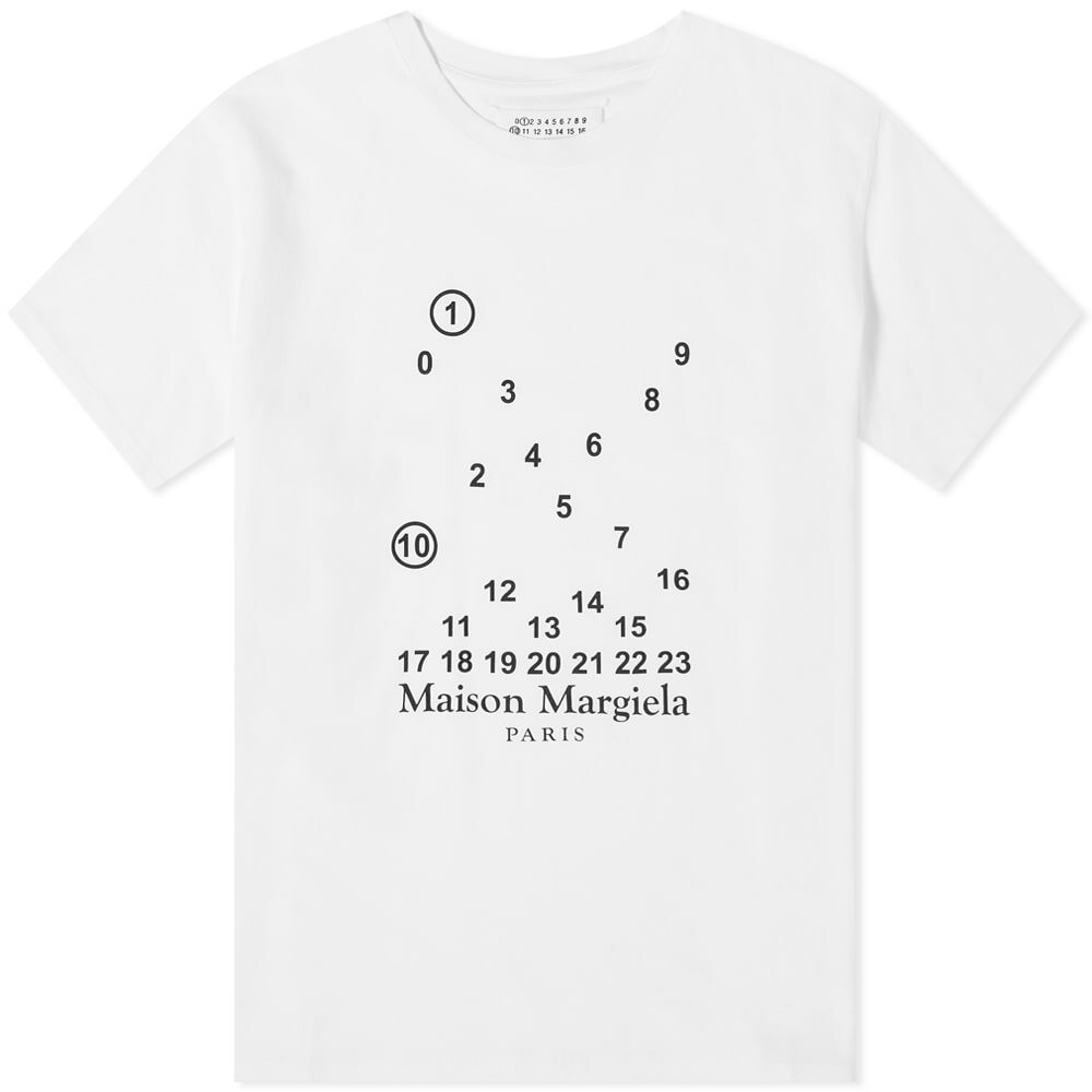 Maison Margiela Women's Boxy Numbers Logo T-Shirt in White Maison Margiela
