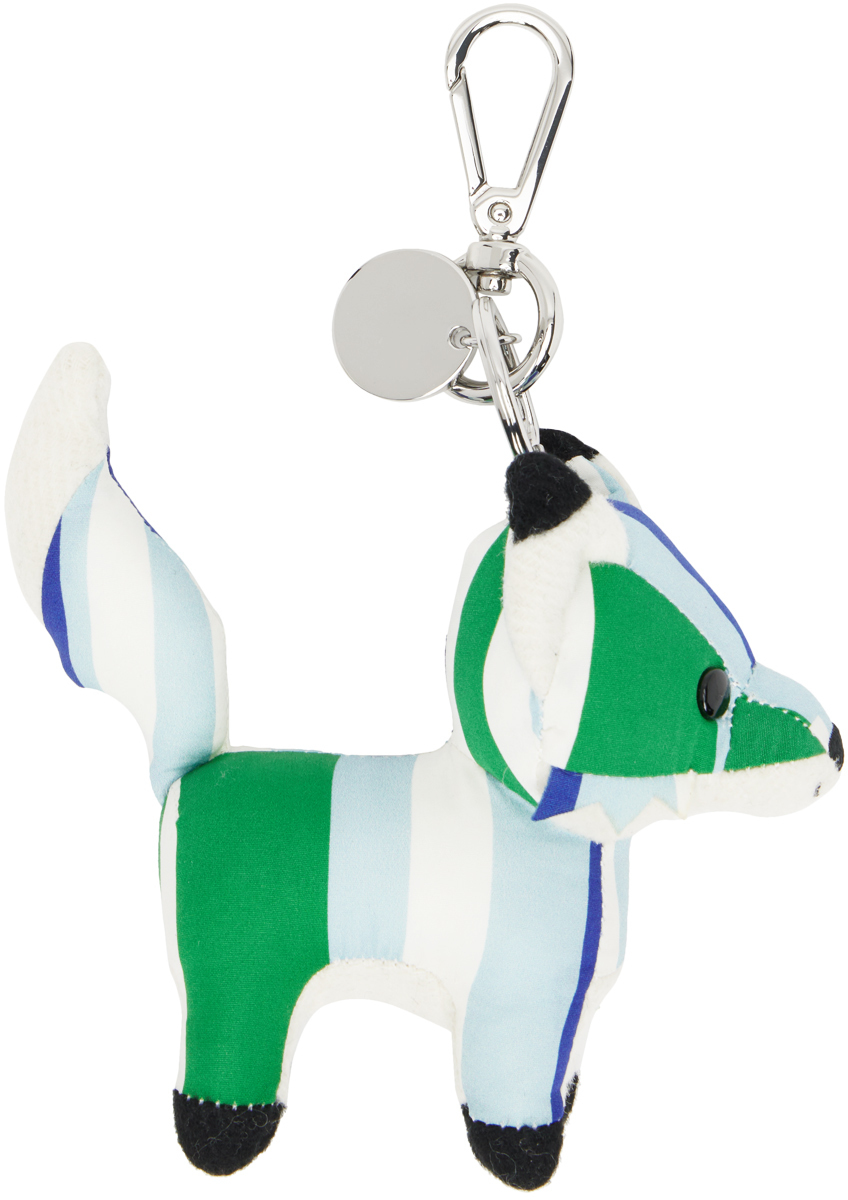 Maison Kitsuné Blue Small Stripes Fox Keychain Maison Kitsune