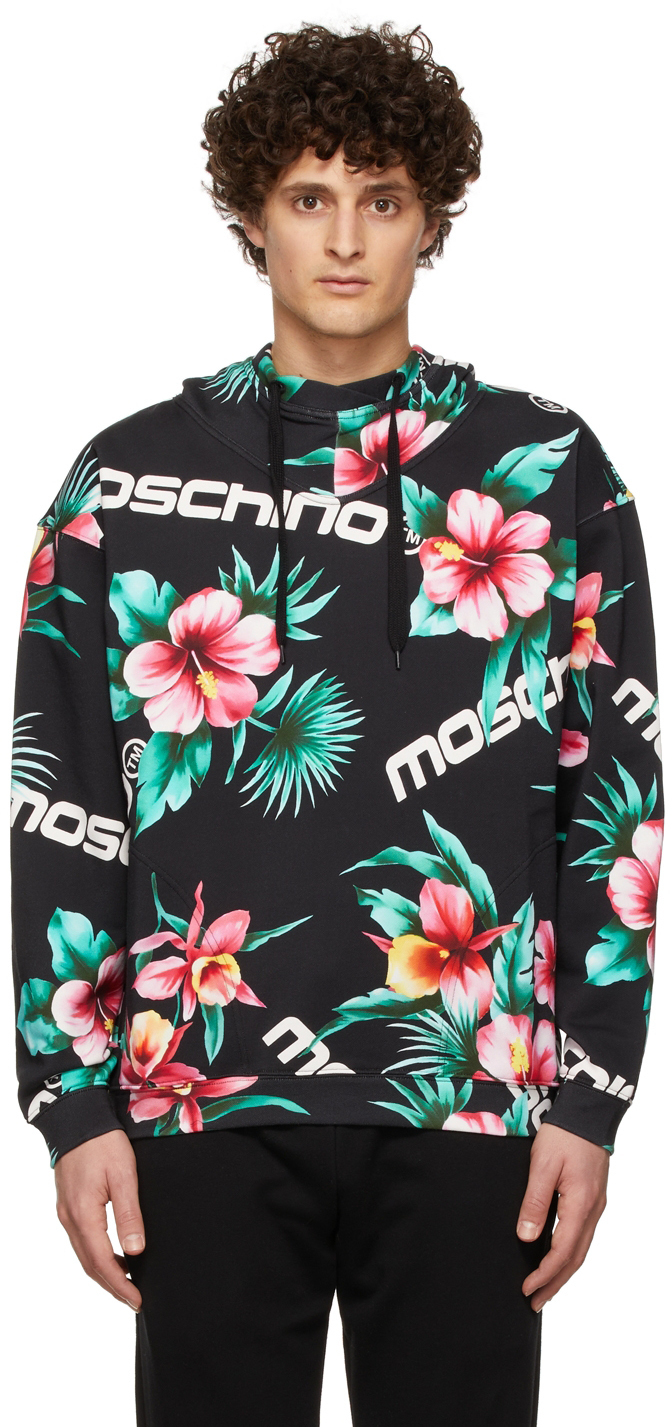 Moschino Black Cotton Fantasy Print Hoodie Moschino