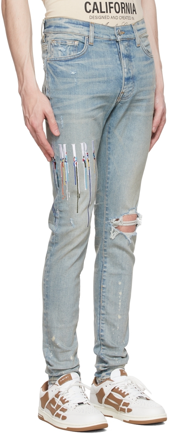 AMIRI Blue Paint Drip Core Logo Jeans Amiri