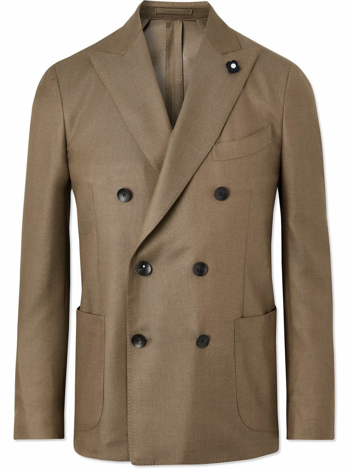 Lardini - Double-Breasted Linen Jacket - Brown Lardini