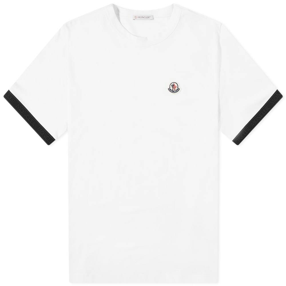 Moncler Men's Sleeve Taping Logo T-Shirt in White Moncler