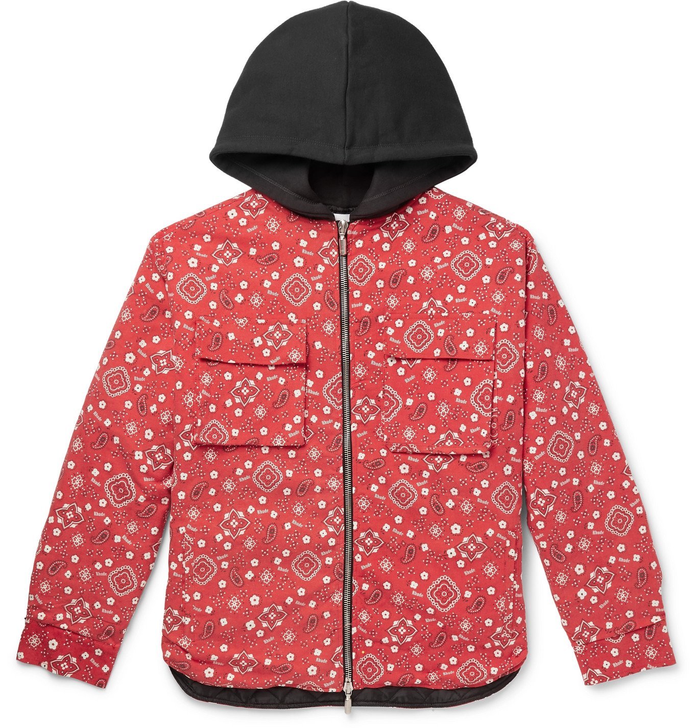 Rhude - Jersey-Trimmed Bandana-Print Cotton-Twill Hooded Jacket - Red Rhude