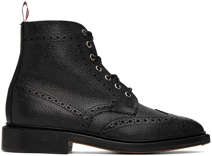 Thom Browne Black Classic Wingtip Boots Thom Browne