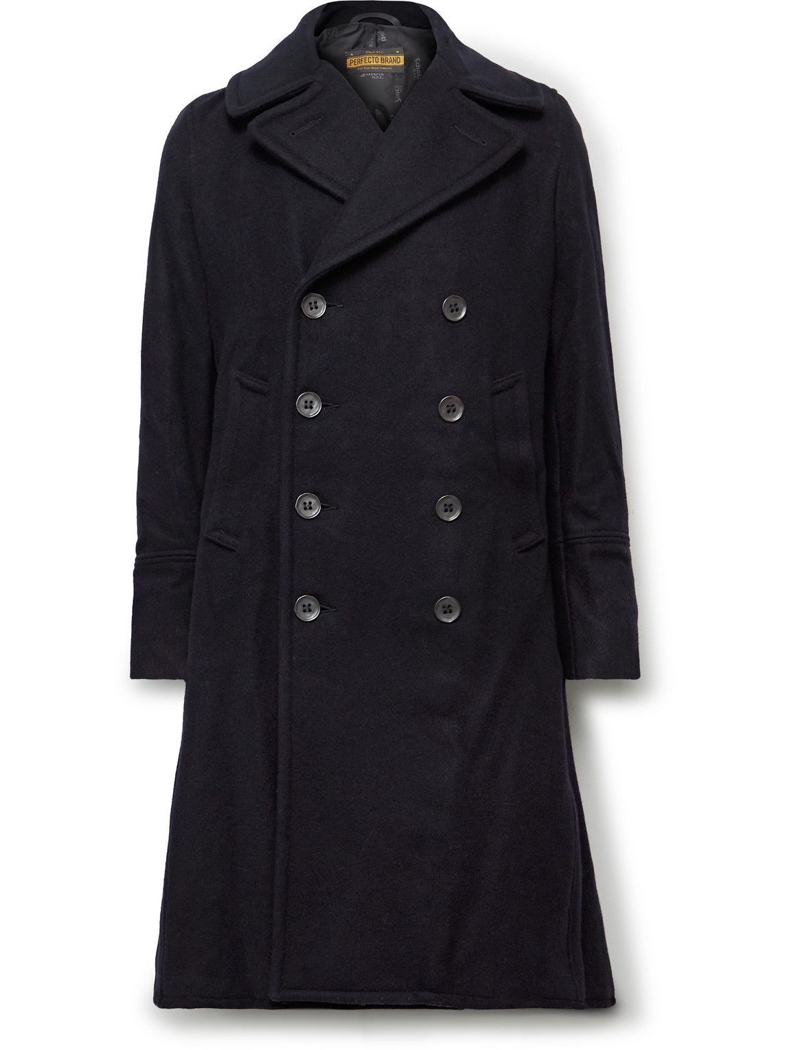 Schott - Slim-Fit Double-Breasted Wool-Blend Coat - Blue Schott