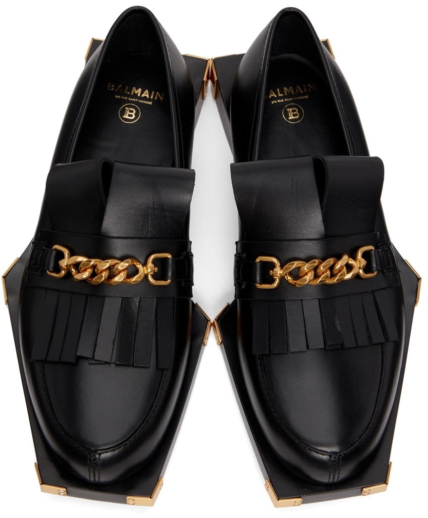 Balmain Black & Gold Tomi Loafers Balmain