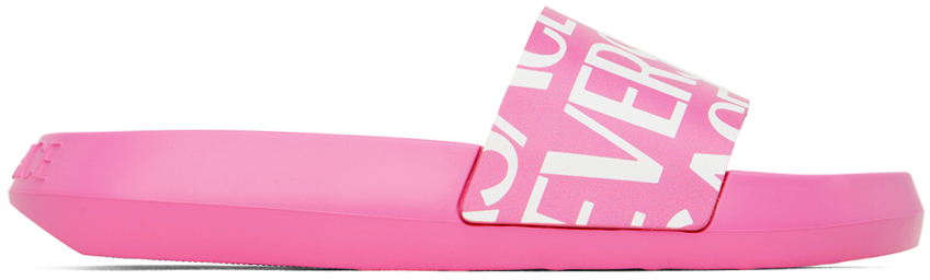 Versace Pink Allover Slides Versace