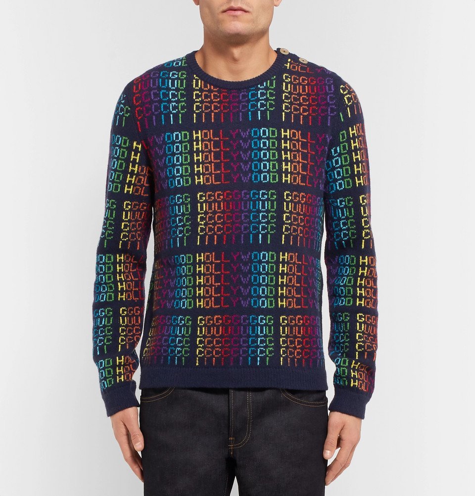 Gucci - Jacquard Wool Sweater - Men - Blue Gucci