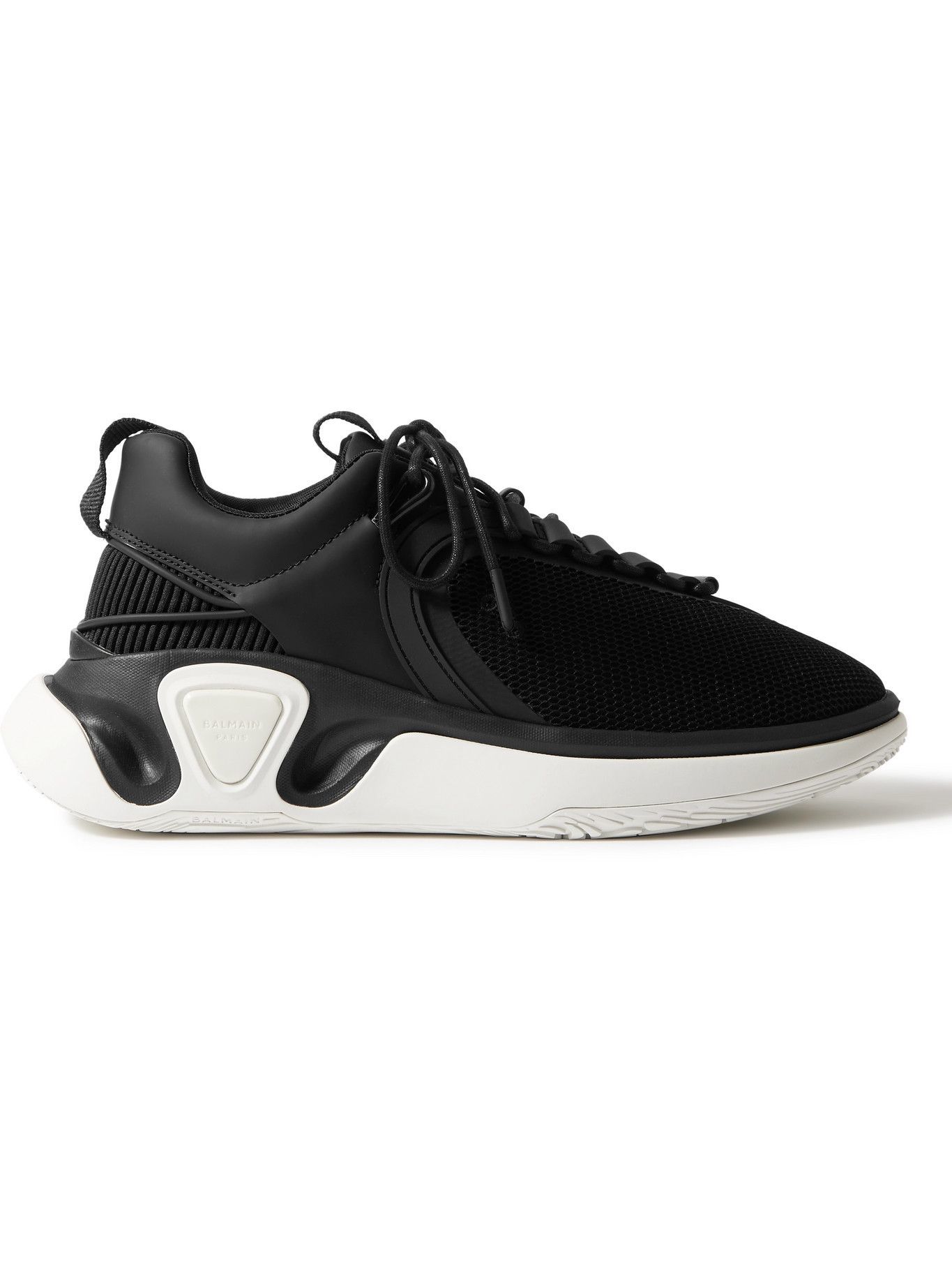 BALMAIN - B-Runner Leather-Trimmed Mesh and Rubber Sneakers - Black Balmain