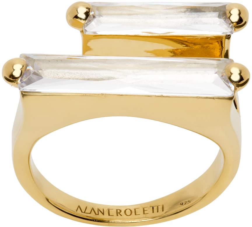Alan Crocetti Gold Crystal Double Fantasy Ring Alan Crocetti